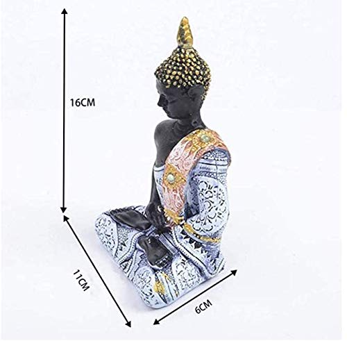 Buddha Sitting Meditation Statue Sculpture Home Decoration Ornament Garden Resin Figurine - Blue