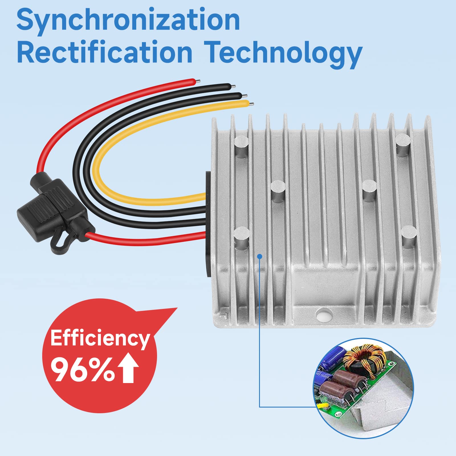 DC-DC 36V 48V to 12V 20A 240W Step Down Converter Golf Cart Voltage Regulator Reducer Transformer with Fuse Waterproof