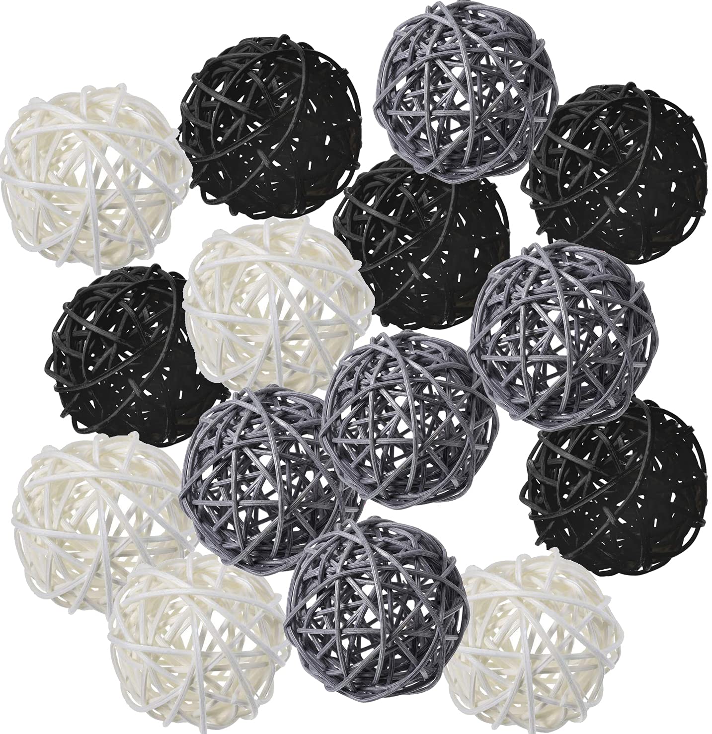 Since 15 Pieces 2inch Black White Grey Wicker Rattan Balls Sphere Orbs Vase Fillers for Christmas Party Wedding Baby Shower Garden Hanging Decor Aromatherapy Accessories