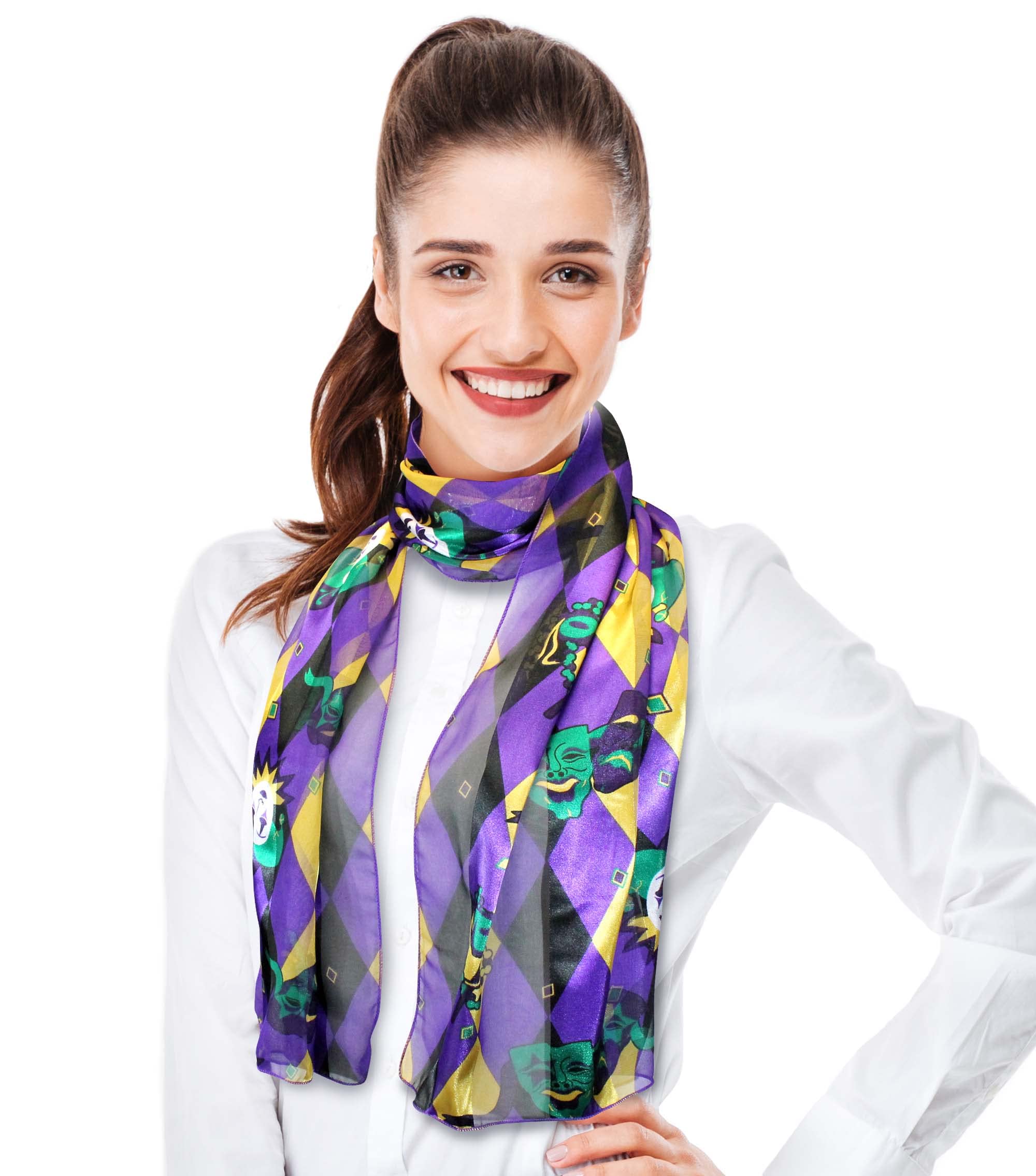 CBC Crown Mardi Gras Scarf Fleur De Lis (Mardi Gras Purple)