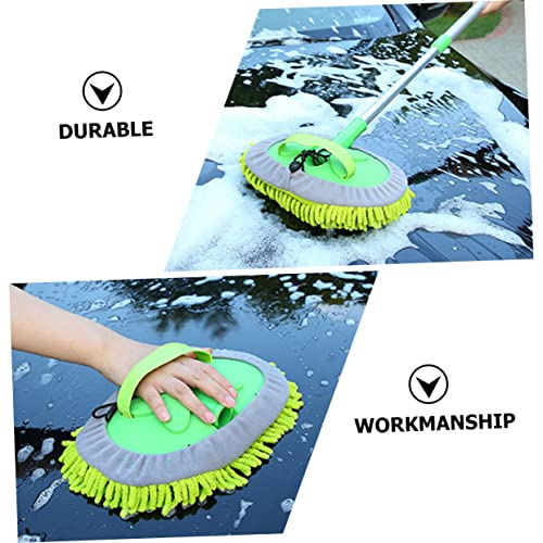KALLORY Telescopic Car Wash Mop Cleaning Mops Floor Cleaner Mop Floor Mops Home Telescopic Mop Chenille Cleaning Mop Retractable Mop Handle Green Household Aluminum Alloy Sponge Mop
