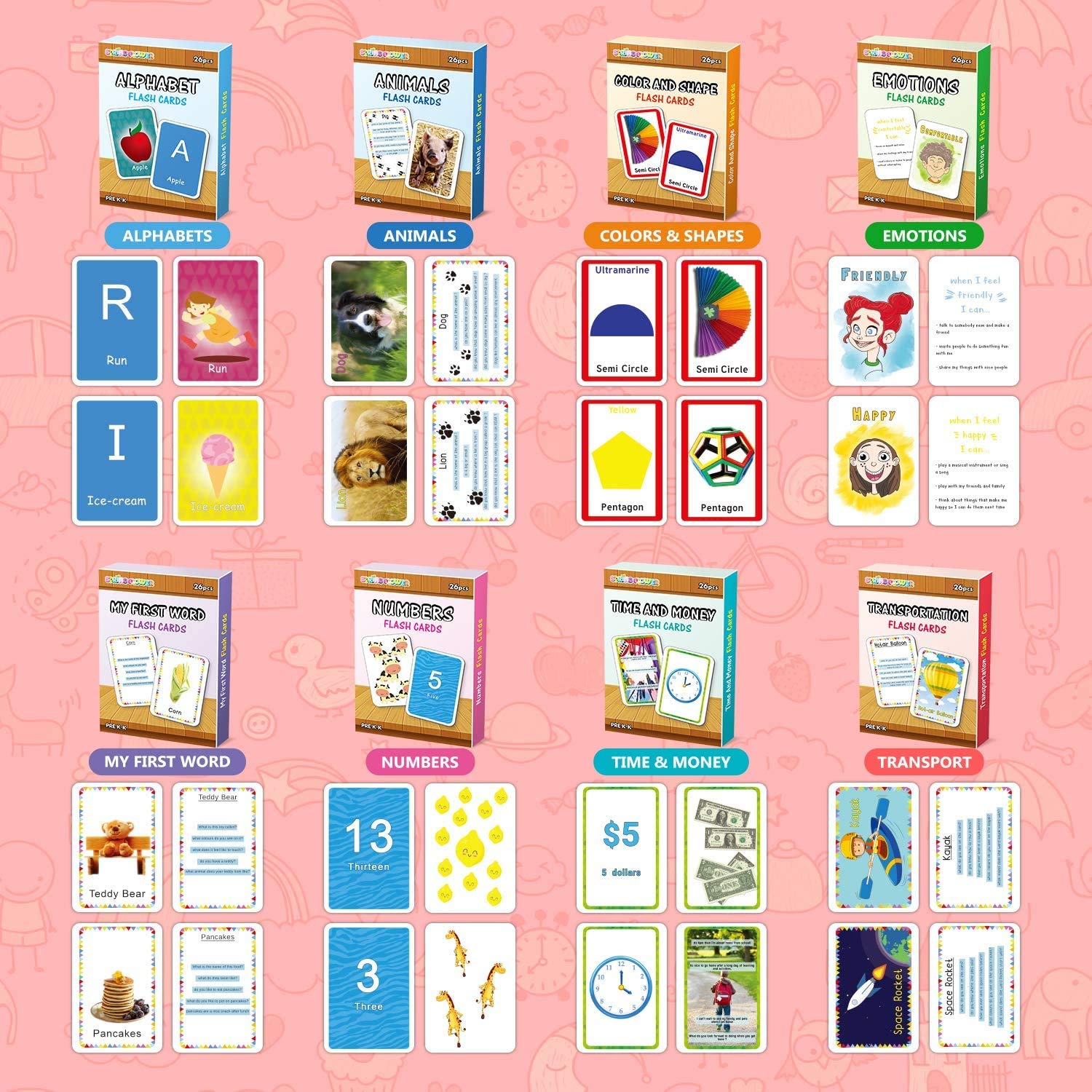 Sight Words Flash Cards with Pictures, Motions&Sentences, 208 CVC Dolch Sight Words, Learn to Read, Phonics Learning for Preschool, Kindergarten, Homeschool