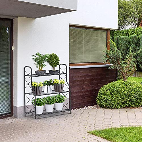 Kufutee 3 Tier Plant Stand Rack Indoor Outdoor Multiple Holder Shelf,Black