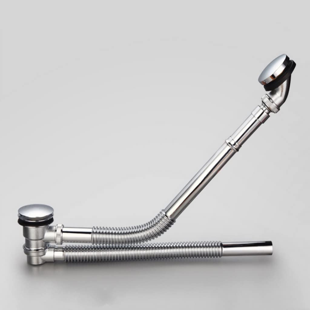 FKLGJFO Full Brass Bathroom Bathtub Drainer Push Down Up Hold Bath Waste Drains for Bathing Tub Drain