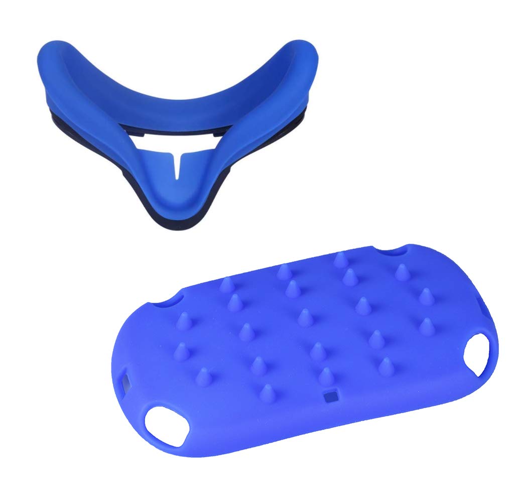 MASiKEN Silicone Mask Cover & Face Cushion for Oculus Quest, Head Cover Protection Skin Cap, Face Pad Replacement Accessories Shock-Resistant Sweatproof Lightproof (Blue)