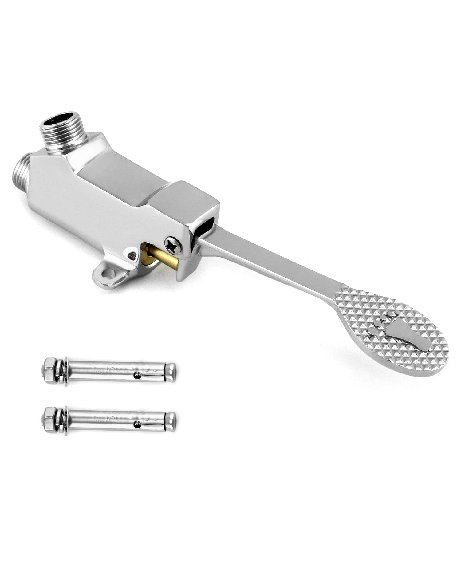 QWORK Foot Pedal Valve for Faucet, Floor Mounted Singe Foot Pedal Water Valve Touchless Pedal Valve for Basin Water Tap, Bathroom Basin Faucet, Screws Included, 1 Pack