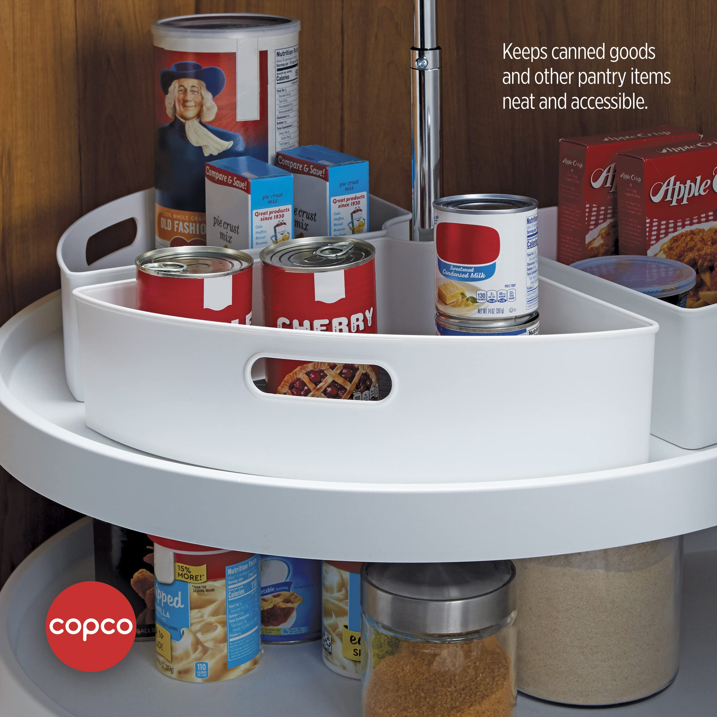 Copco Wedge Organizer for Lazy Susan, 10.8 x 16.7 x 4 Inch, White and Charcoal Gray