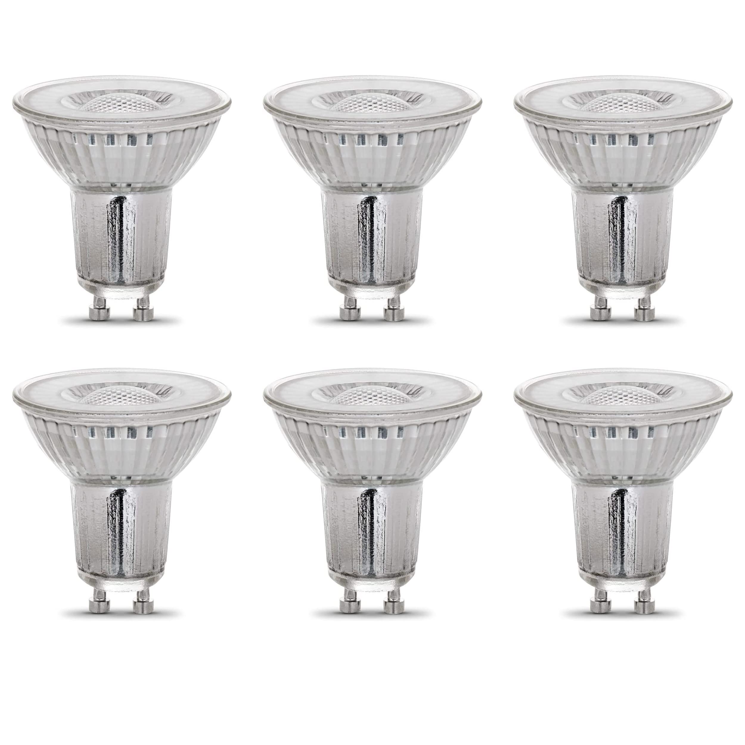 Feit Electric 4W LED MR16 GU10 Bulbs with 35W Equivalent, Dimmable, MR16 Bulbs, 22 Yrs. Lifetime, 300 Lumens, 3000K Warm White, 6 Packs - BPMR16/GU10/930CA/6