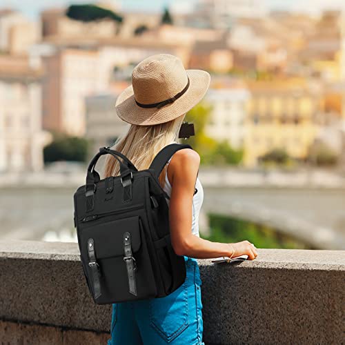 LOVEVOOK Laptop Backpack for Women Work Travel Commuter Backpack Business Computer Bag Doctor Nurse Bags College Backpack Purse, 15.6 Inch, Black-black