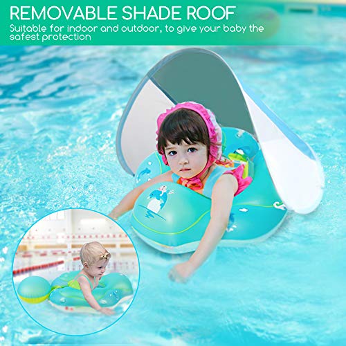 Relaxing Baby - Swimming Ring with Adjustable Seat Pocket,Removable Floating Ball,New Upgrade Baby Swim Ring with Canopy for Ages 6-36 Months