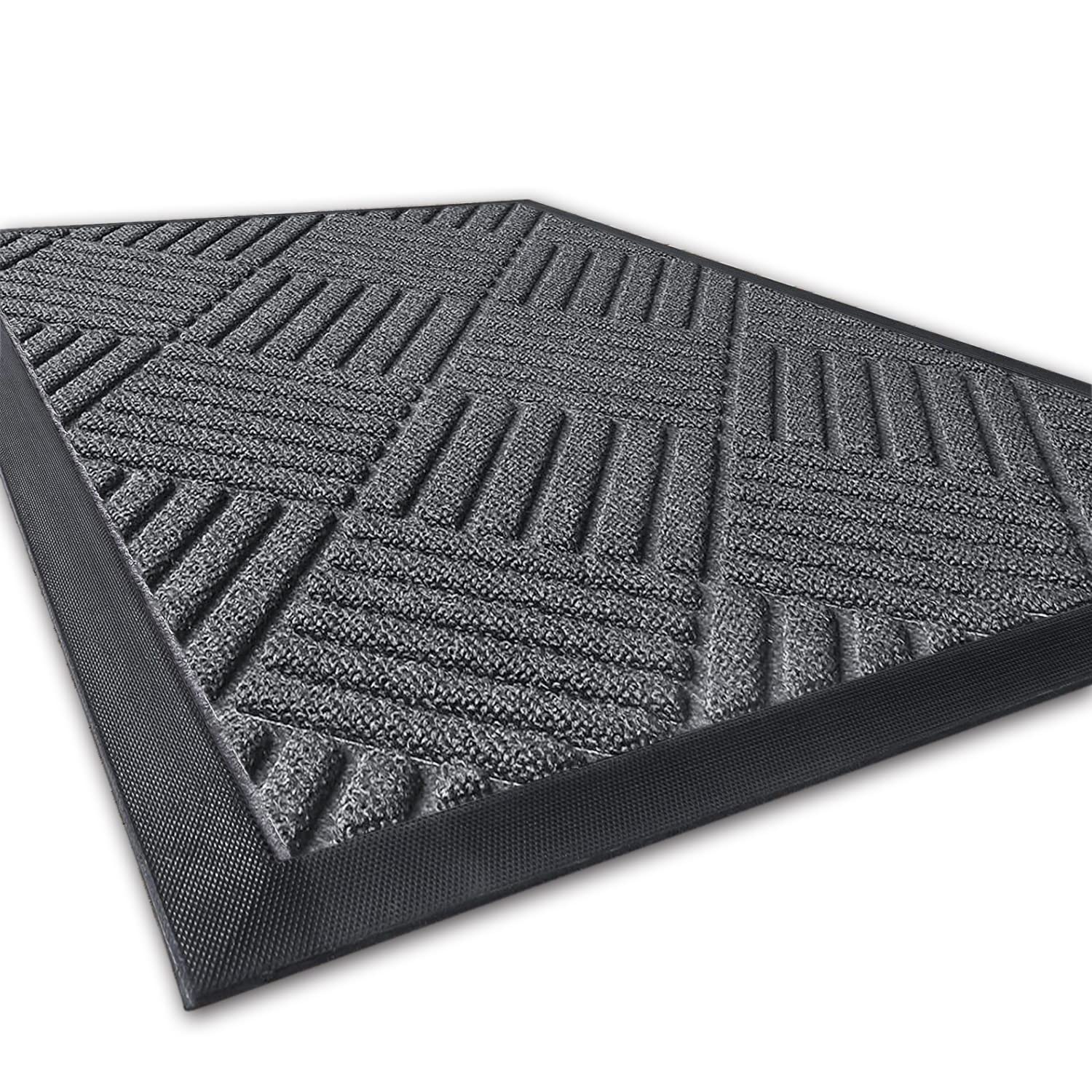 WESTERN HOME Natural Rubber Welcome Mat, Front Door Mat Outdoor, Easy Clean, Waterproof Heavy Duty Welcome Doormats for Outdoor Indoor, Non Slip Entry Mat Outdoor Entryway for Back Door 29.5" x 17.5"