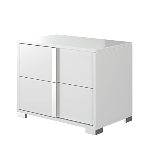 KANSOLE Roma Glossy Right Nightstand, White