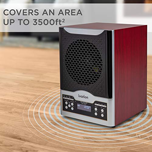 Ivation 5-in-1 HEPA Air Purifier & Ozone Generator W/Digital Display Timer and Remote, Ionizer & Deodorizer 3,700 Sq/Ft β HEPA, Carbon and Photocatalytic Filters, UV Light and Negative Ion Generator
