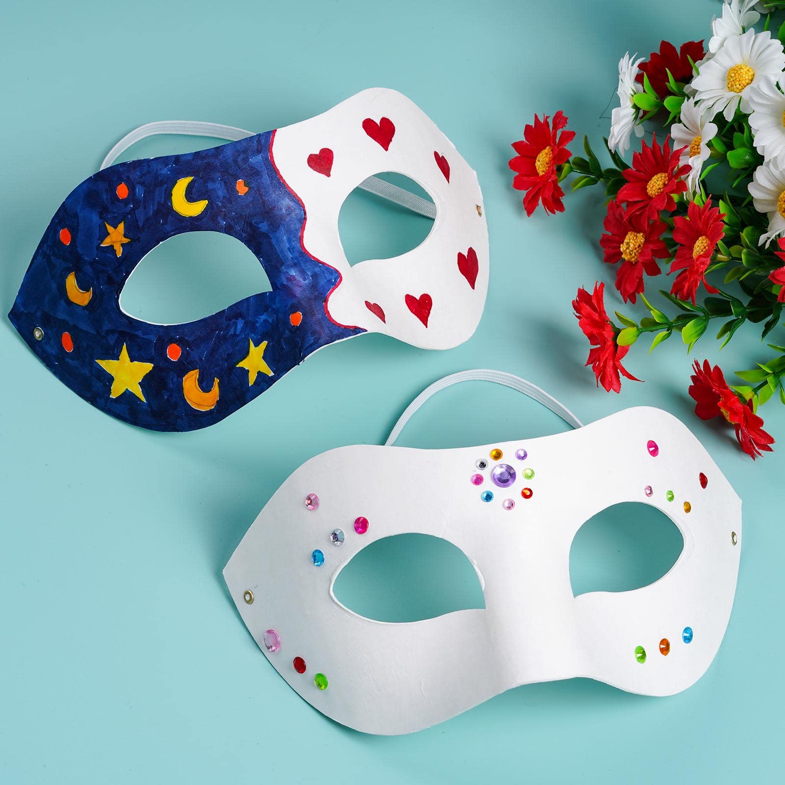 Yookat 14 Pieces Paper Art Masks White Craft Masks Paintable Paper Mask Mardi Gras Masquerade Masks
