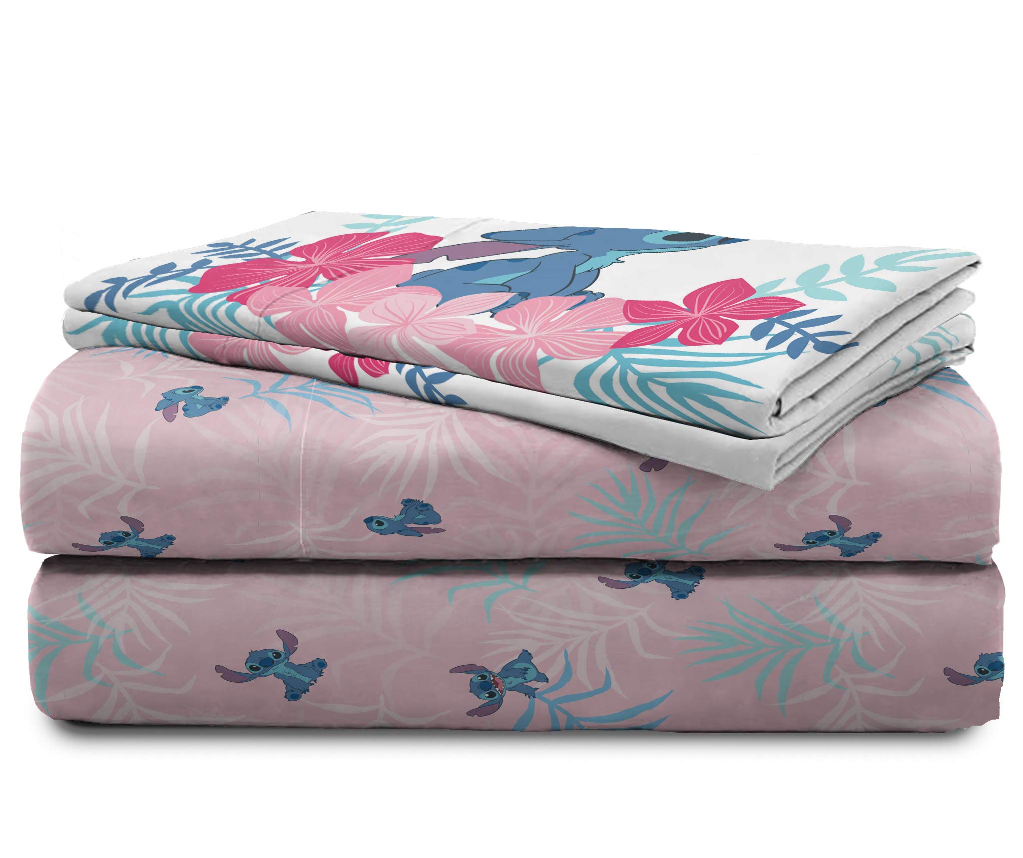 Jay Franco Disney Lilo & Stitch Paradise Dream Queen Sheet Set - 4 Piece Set Super Soft and Cozy Kid’s Bedding - Fade Resistant Microfiber Sheets (Official Disney Product)
