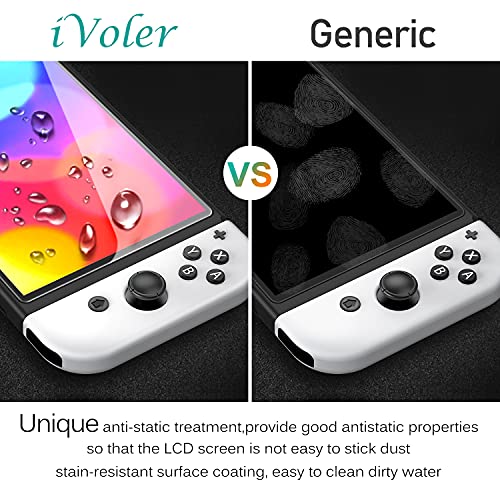 ivoler [4 Pack Tempered Glass Screen Protector Designed for Nintendo Switch OLED Model 2021&2023 with [Alignment Frame] Transparent HD Clear[Updated Version] Screen Protector for Switch OLED 7''