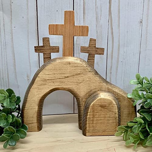 Jesus Easter Tiered Tray Decor Puzzle Statue Wooden Easter Nativity Set Easter Nativity Scene for Farmhouse Holiday Table Decor
