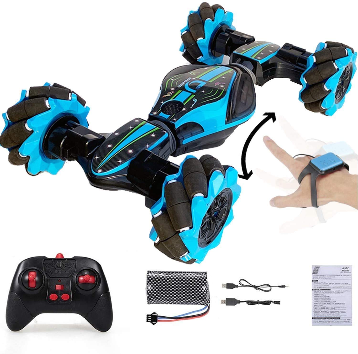 Remote Control Stunt Toy Car,Twisting Off-Road Vehicle,360 Degree Flip Double Sided Rotating Race Car,2.4G Gesture Sensing with Four-Wheel Drive,Best Gift for Kids and Adults.£¨Blue
