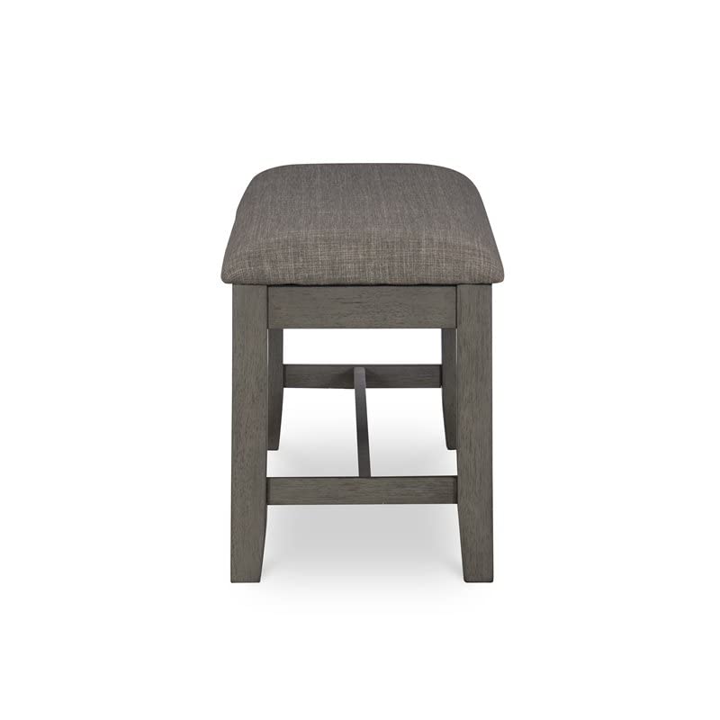 HFO Allston Park 19.5" Upholstered Fabric Farmhouse Rustic Solid Wood Dining Bench for Kitchen Dining Room in Gray