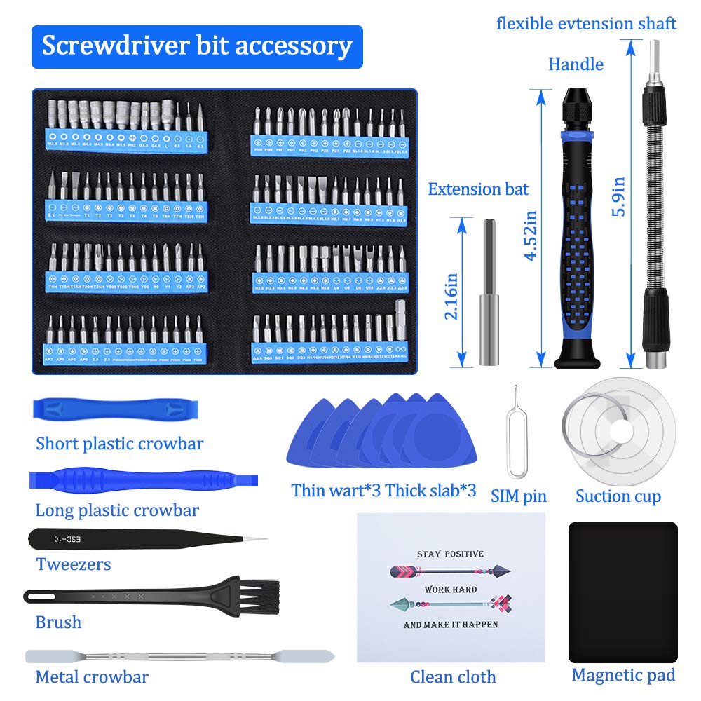 SOONAN 128 in 1 Precision Screwdriver Set, Magnetic Repair Tool Kit for iPhone Series/Xbox Series/PS3/PS4/Nintendo Switch/iPad/Tablet/Laptop/Watch/Cellphone/PC/Camera/Electronic
