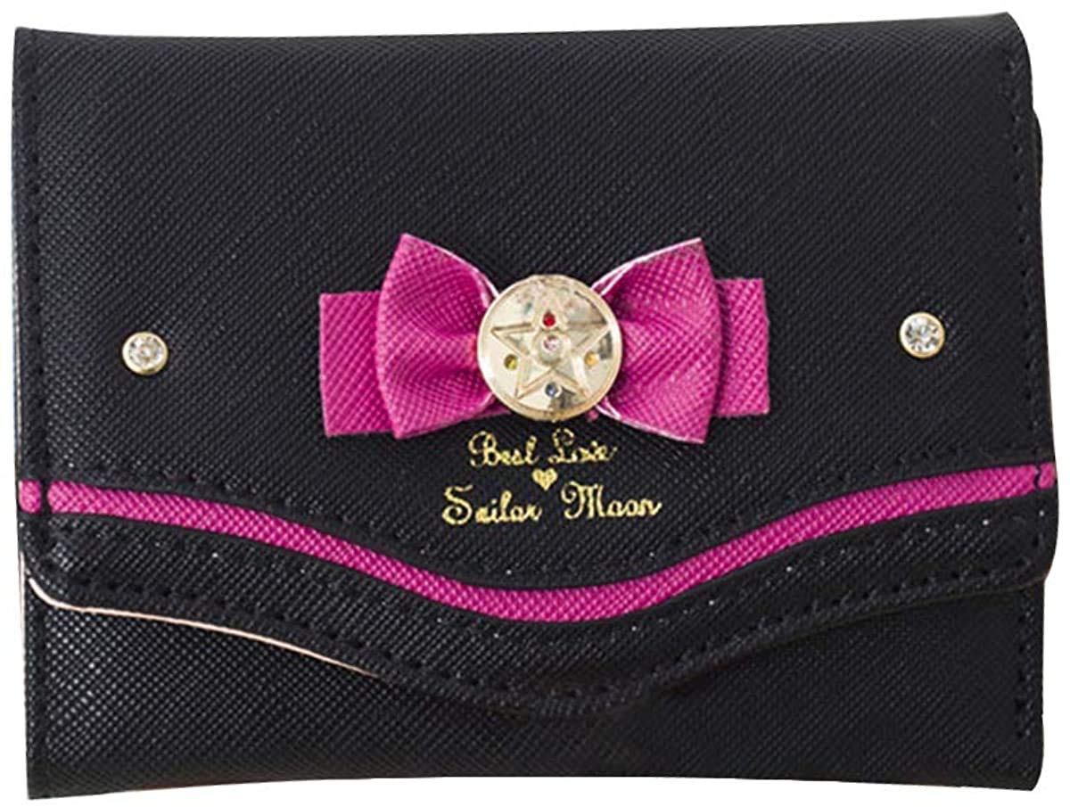 Sailor Moon Small Wallet Kawaii Tsukino Usagi Card Holder Wallet for Girls (Black , One Size )