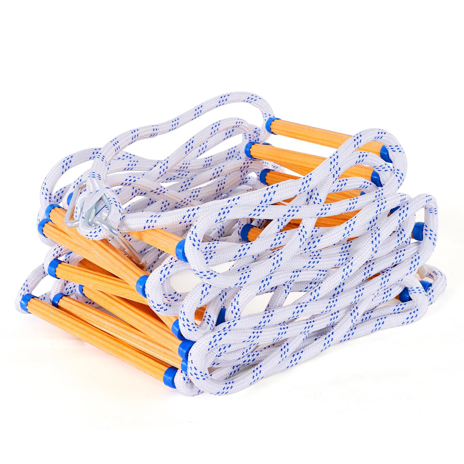 Emergency Fire Escape Ladder, 49.2FT Rope Ladder, Flame Resistant Safety Extension Ladder with 2 Hooks, Fast to Deploy Sturdy and Strong Portable and Reusable 2 Story,Weight Capacity up to 2000 LB