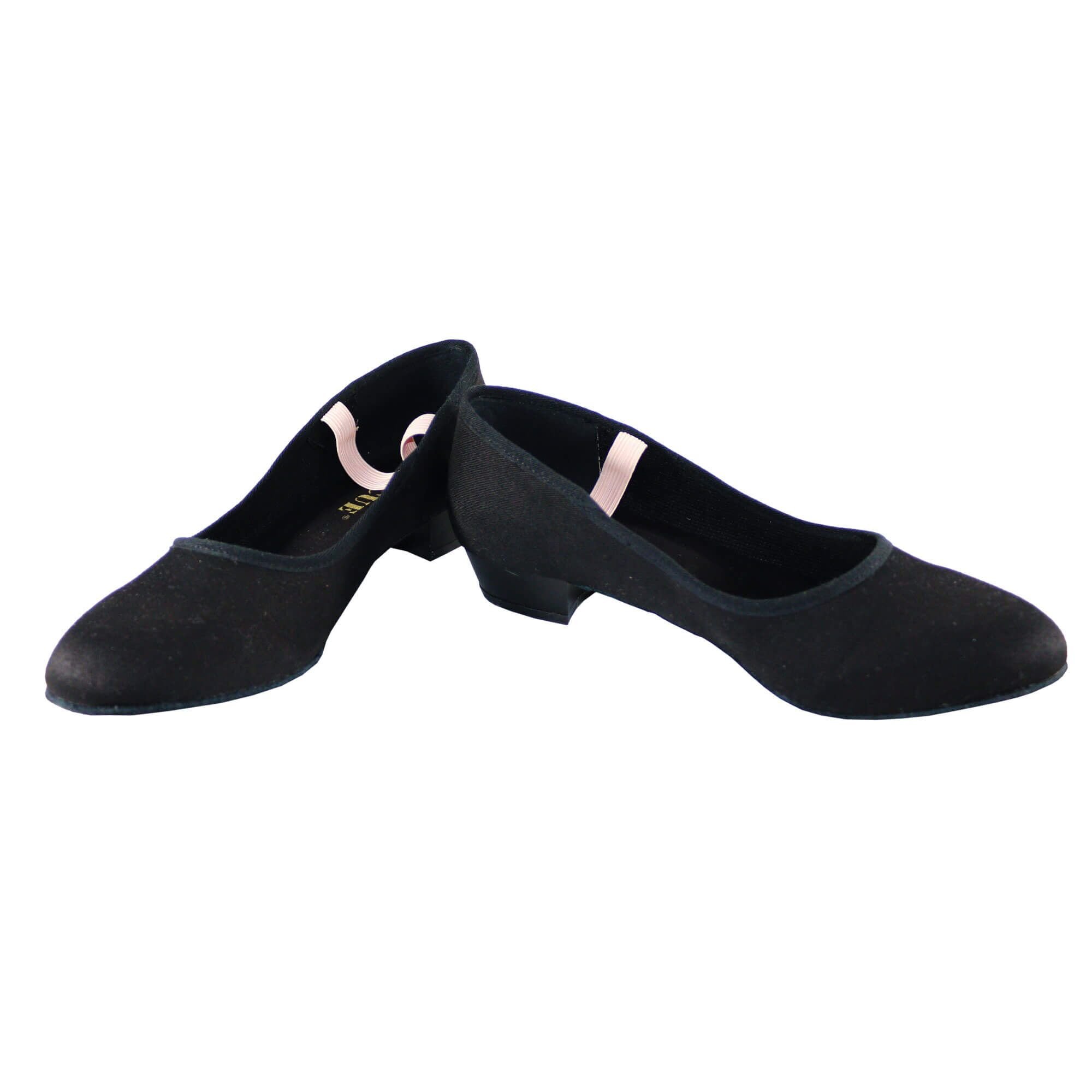 Danzcue Adult Canvas Elastic Strap Character Teacher Shoes, Black, 5 M