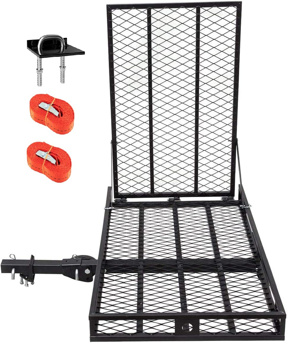 Byroce Mobility Scooter Carrier, Foldable Wheelchair Hitch-Mounted Carrier, Heavy Duty Strong Hitch Cargo Carrier with Ramp for 500 Lbs Capacity