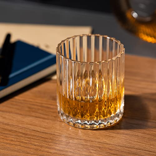 Combler Old Fashioned Whiskey Glasses with Luxury Box, 10oz Whiskey Glasses for Scotch, Bourbon, Liquor and Cocktail Drinks, Set of 4