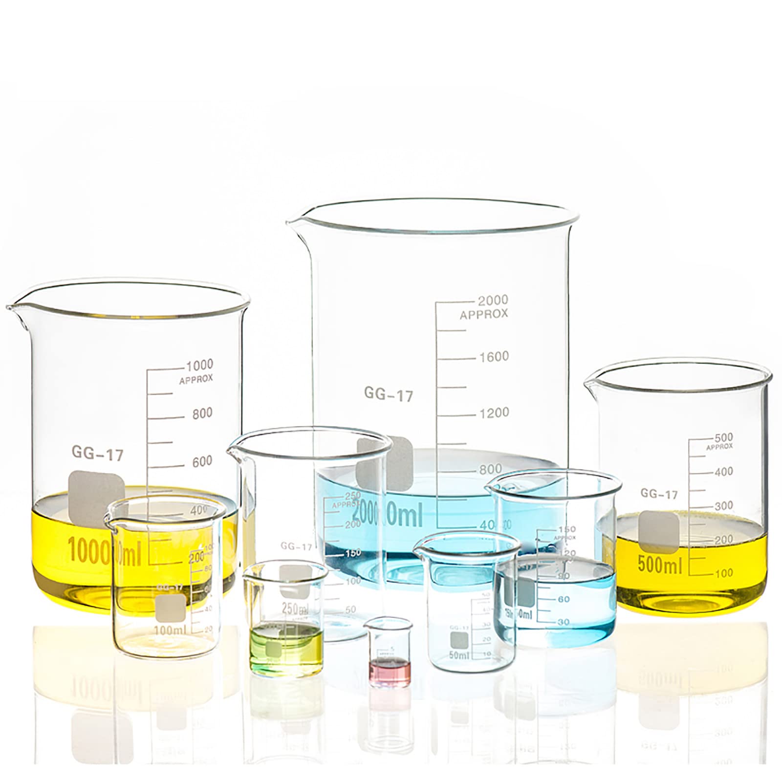 Large Capacity Glass Beaker, Borosilicate High Temperature Resistance Graduated Cup,lab School Chemistry Experiments Measure Mix Beaker with Pour Spout,10000ml,2pcs