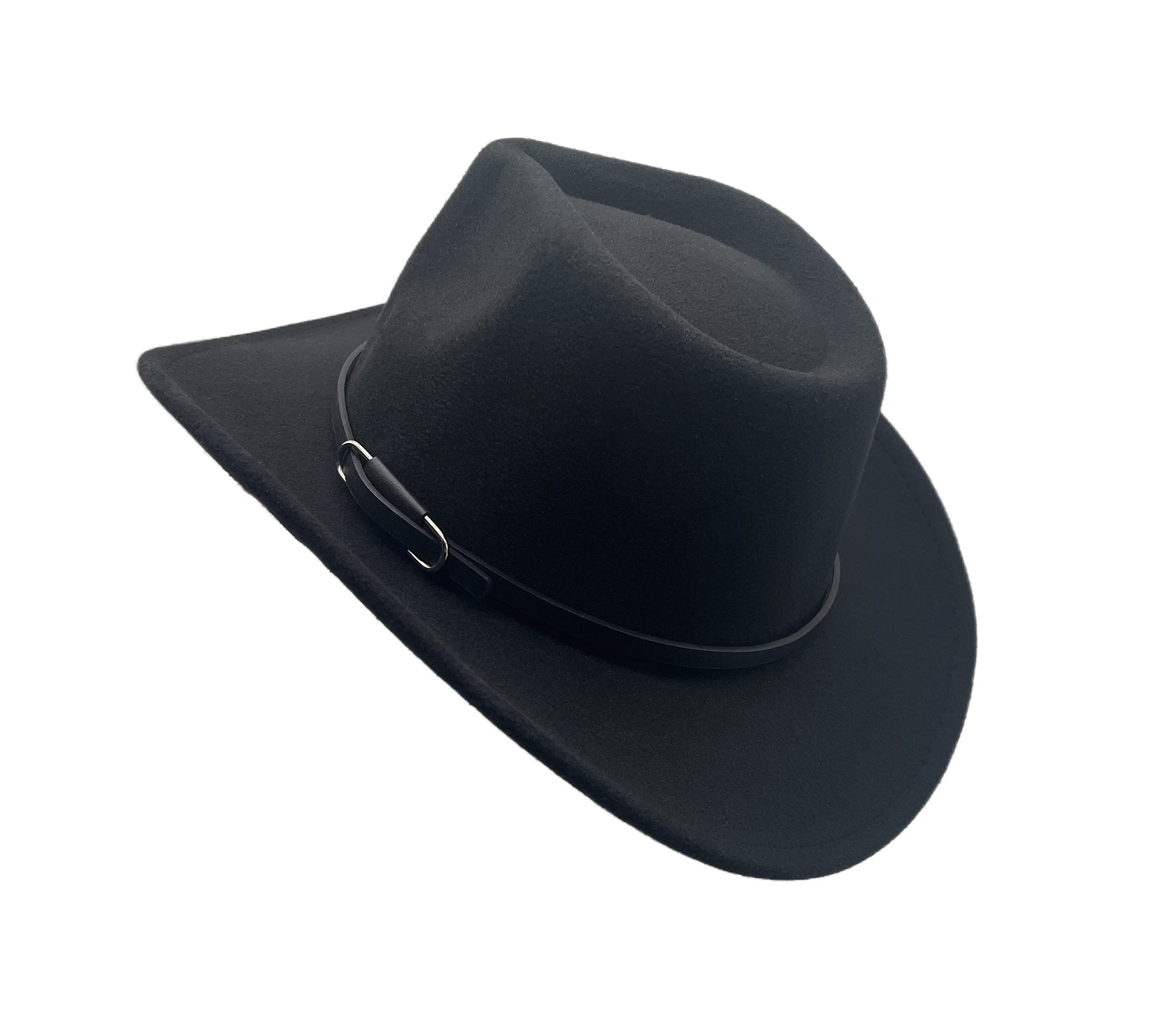 Willheoy Cowboy Hat for Men Women Western Cowgirl Hats Felt Fedora Hat Cowboy Costume Black