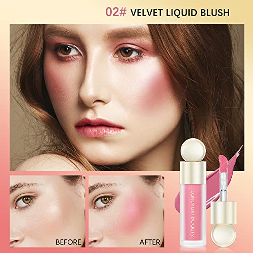 Cream Blush Liquid Wand Matte Blush Stick for Cheeks, Face Tint Silky Soft Long-Lasting Face Blush Makeup, Cruelty-Free (2#)