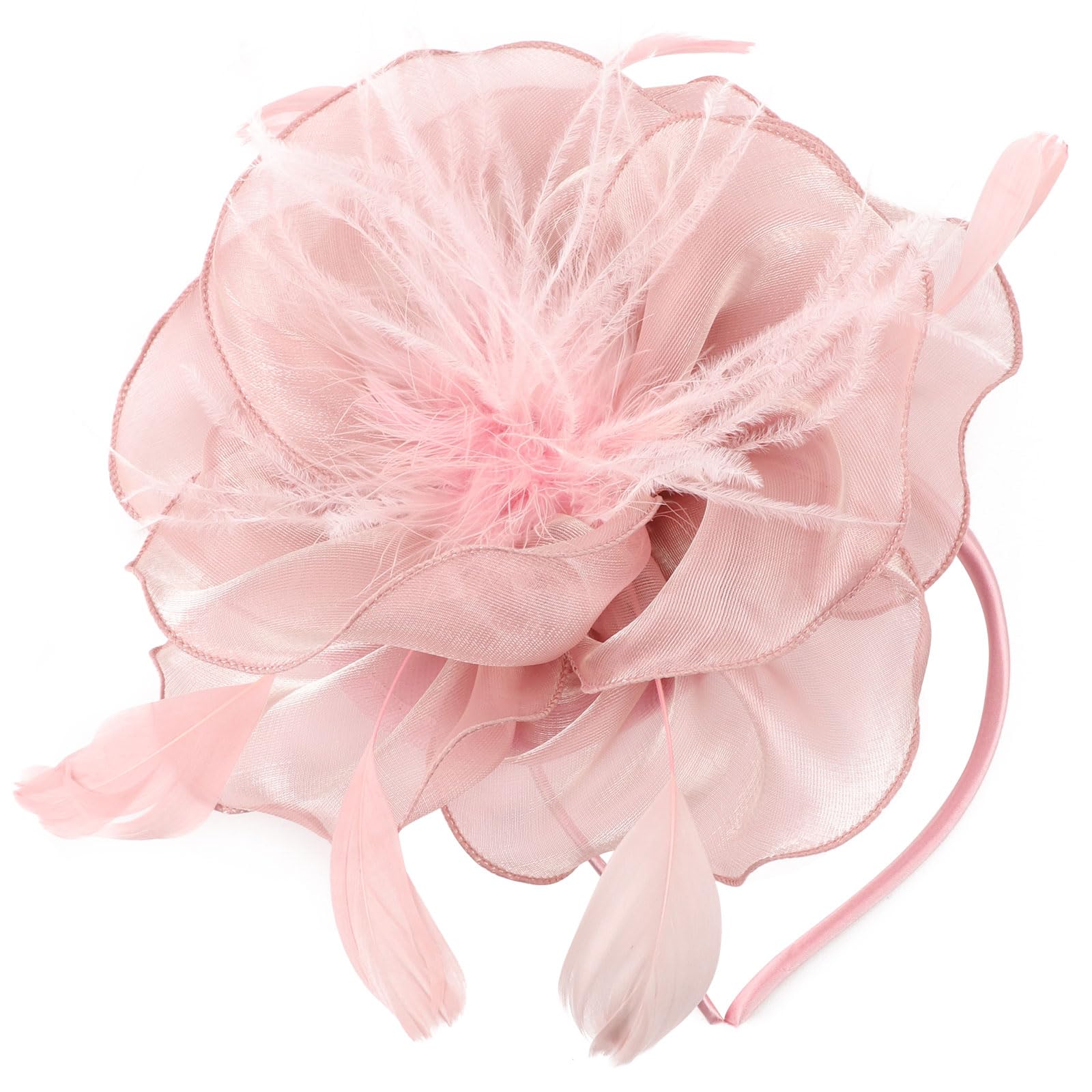 DRESHOW Fascinators Hat Tea Party Headwear Ribbons Feathers on a Headband and a Clip for Girls and Women
