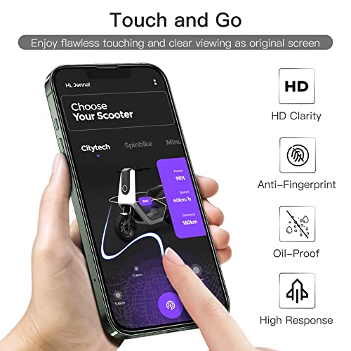 JETech Full Coverage Screen Protector for iPhone 13/13 Pro 6.1-Inch, Black Edge Tempered Glass Film with Easy Installation Tool, Case-Friendly, HD Clear, 3-Pack