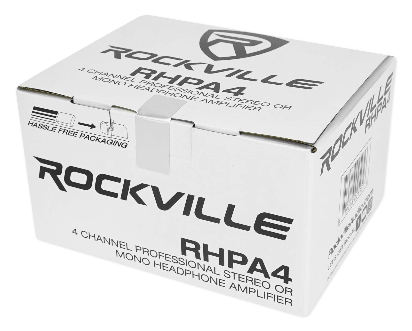 Rockville RHPA4 4 Channel Professional Headphone Amplifier Stereo or Mono Amp, Black, 4.6β x 3β x 2.36β