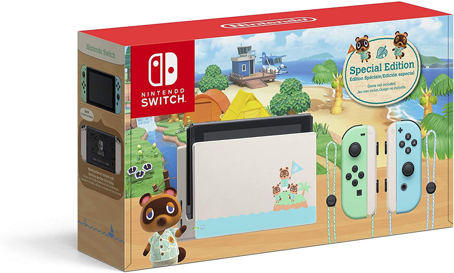 Newest Nintendo Switch - Animal Crossing: New Horizons Edition 32GB Console ,Green and Blue Joy-Con, 6.2" Multi-Touch 1280x720 Display, WiFi, Bluetooth, HDMI and GalliumPi 10-in-1 Case