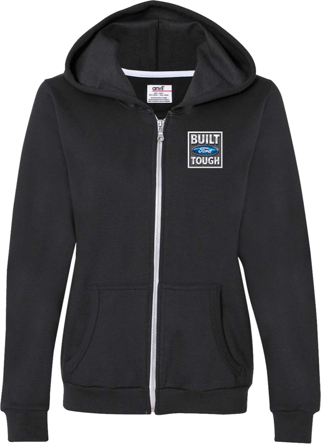 Buy Cool Shirts Built Ford Tough Pocket Print Ladies Full Zip Hoodie, Black XL