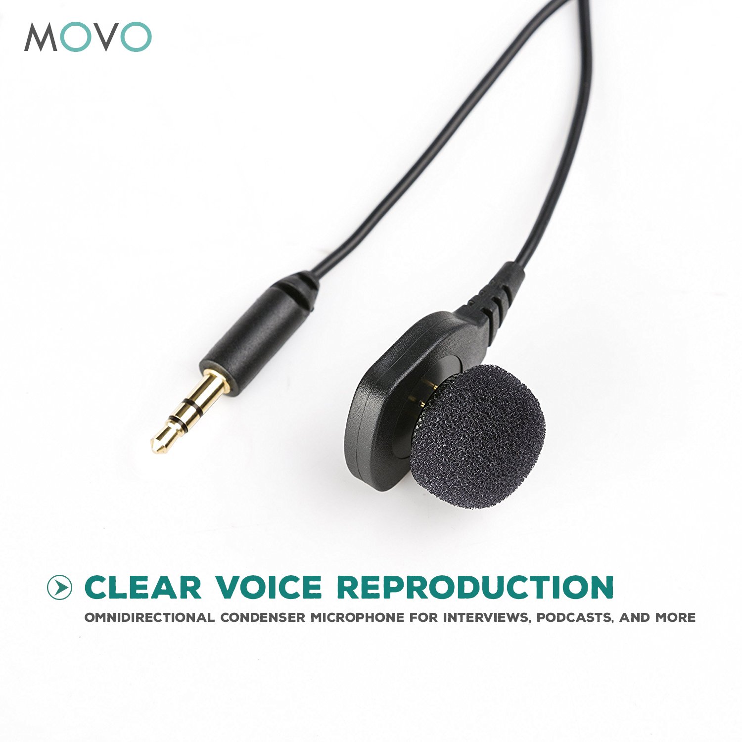 Movo LV-M5 Pin-On Lavalier Microphone for Crisp Audio Capture - Compatible with Cameras, Camcorders, and Recorders with 3.5mm TRS Connector - Pin Mic for Video Recording