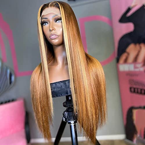 European Human Hair Straight Ginger Color Blonde Wigs Style#2 24 Inches