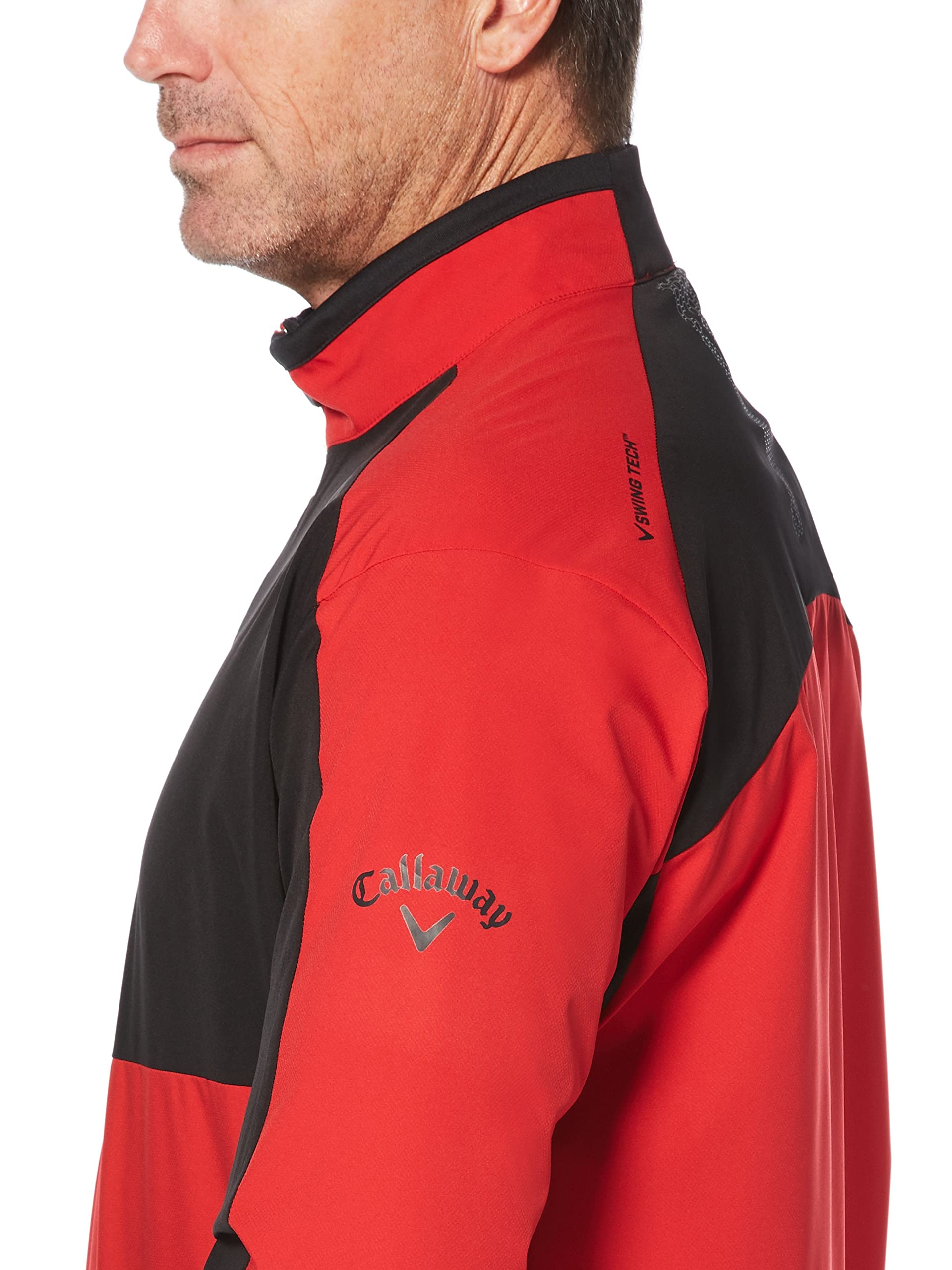 Callaway Swing Tech 1/4 Zip Color Block Long Sleeve Golf Jacket, Peacoat, Medium
