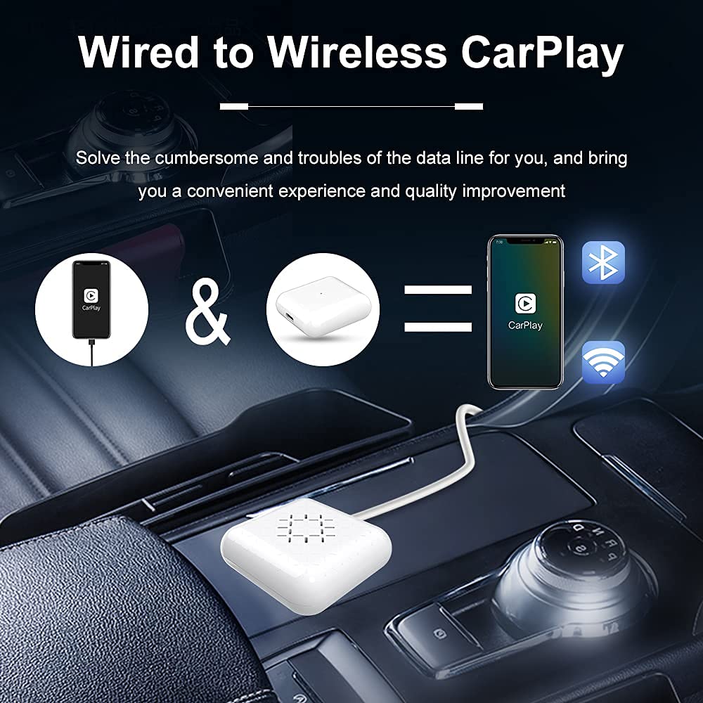 CarlinKit Mini Wireless CarPlay Adapter with This New Faster Wi-Fi 5 Chipset/Internal Hardware, for Factory Wired Carplay Cars Model Year:2017-2022,Support Online Update
