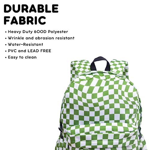 J World New York Oz School Backpack for Girls Boys. Cute Kids Bookbag, Matcha Checkers, One Size