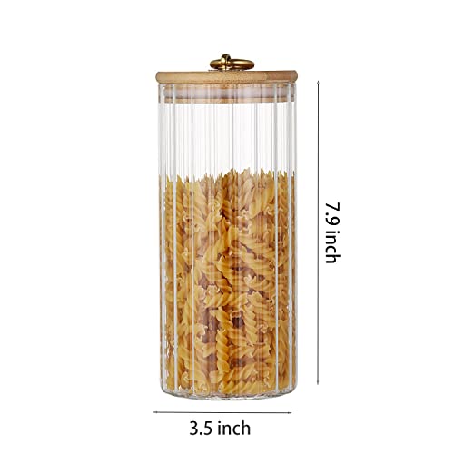 LUCKTE Glass Coffee Nuts Canister Airtight Storage Jar With Bamboo Lids Metal Handle Clear Glass Containers for Home Kitchen Storing Candy, Cookie, Pasta, Oatmeal, Spices (large)