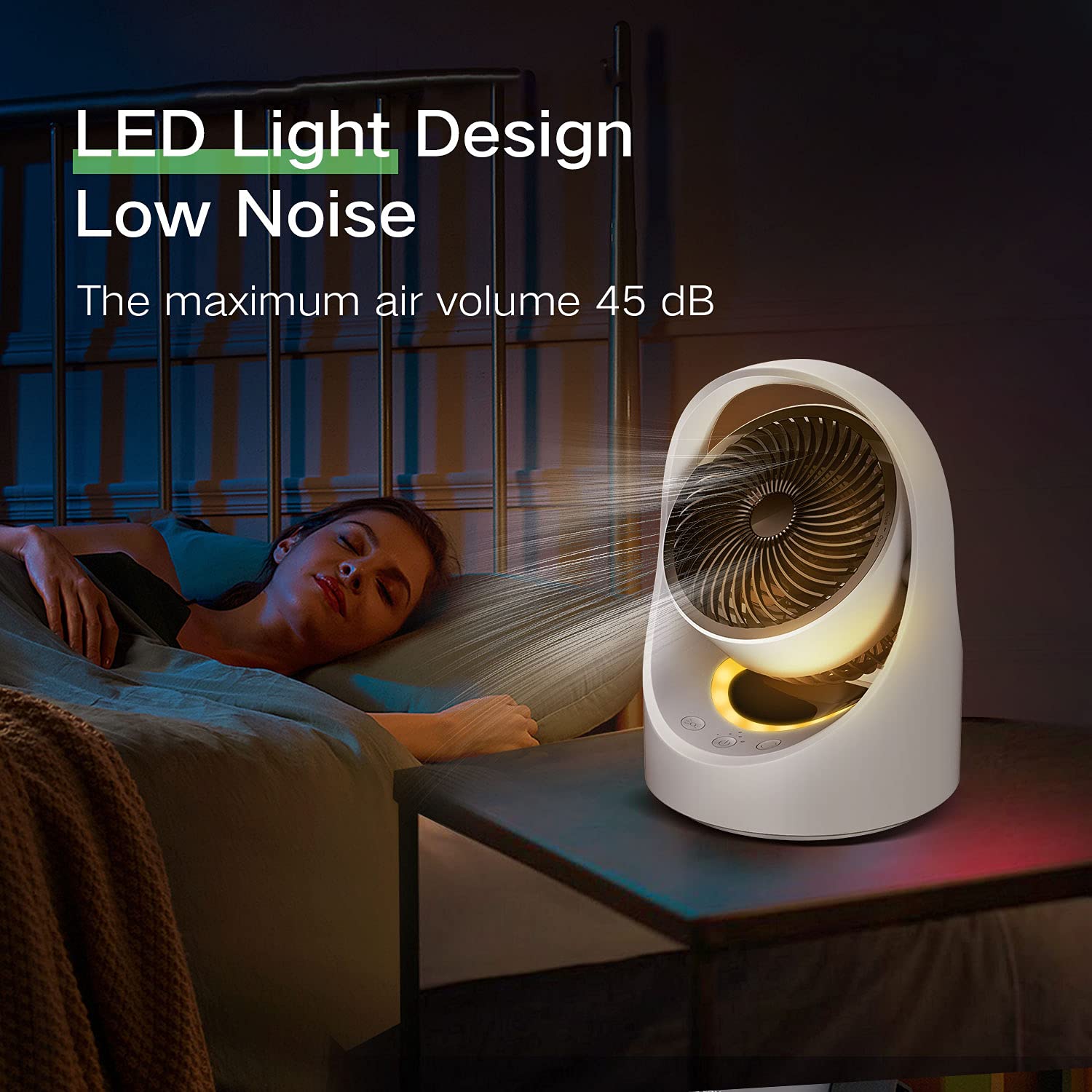 NewGod Rechargeable Air Circulator Fan Small Oscillating Desk Fan with LED Light 4 Wind Speeds USB Powered Cordless Quiet Table Fans for Bedroom Office Home(4400mAh) White1