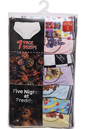 Intimo Girls' Big Five Nights at Freddy's Underwear 7 Pack, Multi, 12