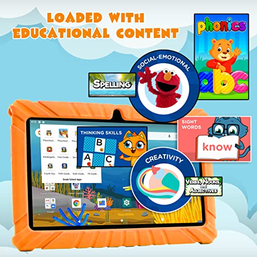 Contixo V8 Tablet for Kids and H1-Fox Kid's Fleece Headphones (Fox) Bundle, Come with Sleeve Bag,Learning Tablet, Parental Control Family Link