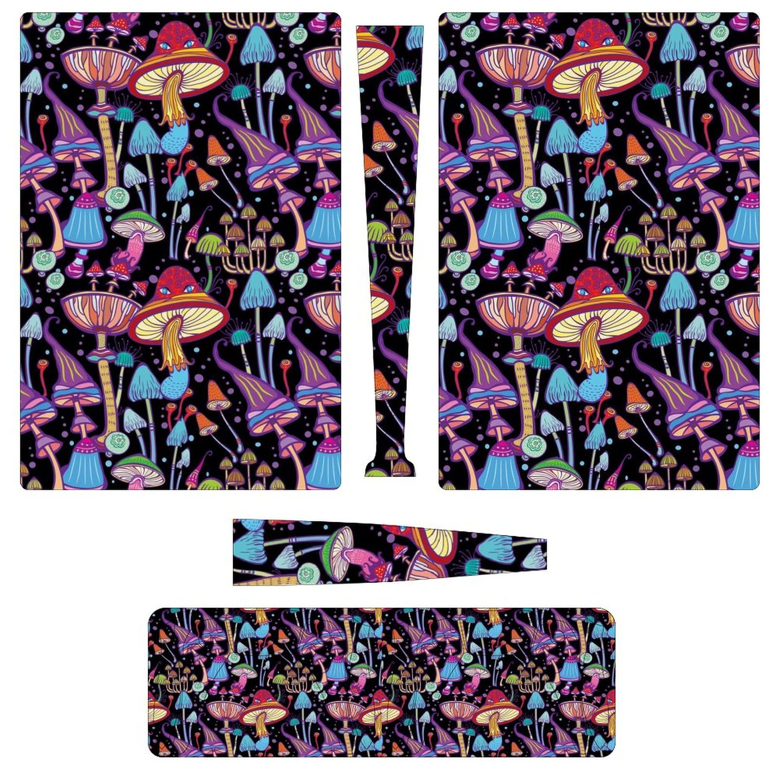 Decorative Mushrooms Full Protective Skin Cover Design Wrap Decal Sticker Compatible with PS5 Digital Edition Console and Controller