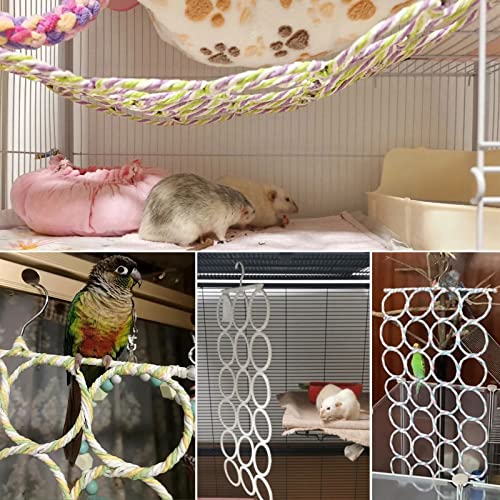 Jevnd Rat Climbing Rope Net Toy for Cage, Bird Hemp Rope Perch Swing, Ladder Rope Bridge Hanging Hammock, Small Animal Activity Toy for Gerbil, Mouse, Mice, Parrot, Bird (Random Color)