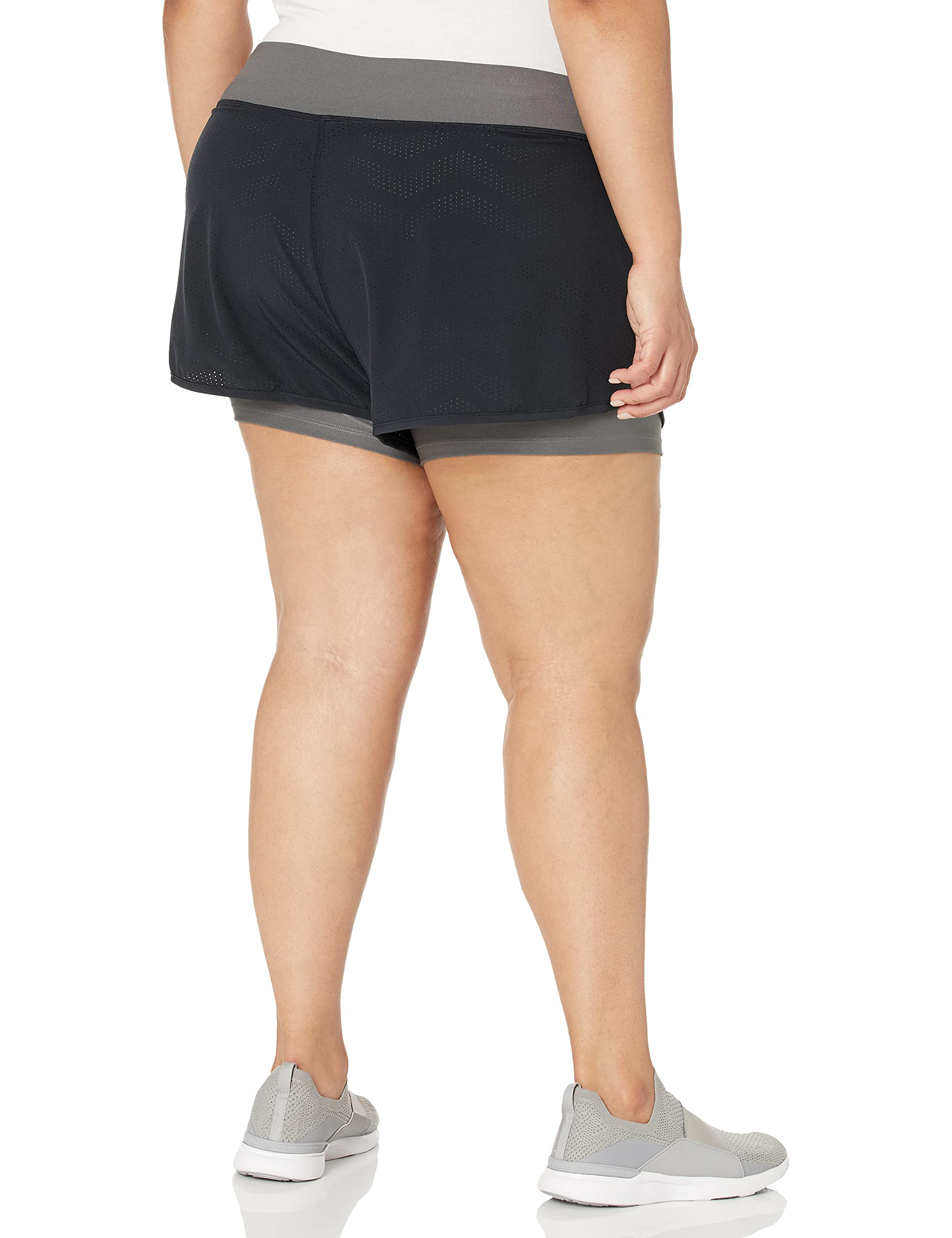 Spalding Women's Active Mesh Overlay Running Short, Regular and Plus Size, Navy, XL