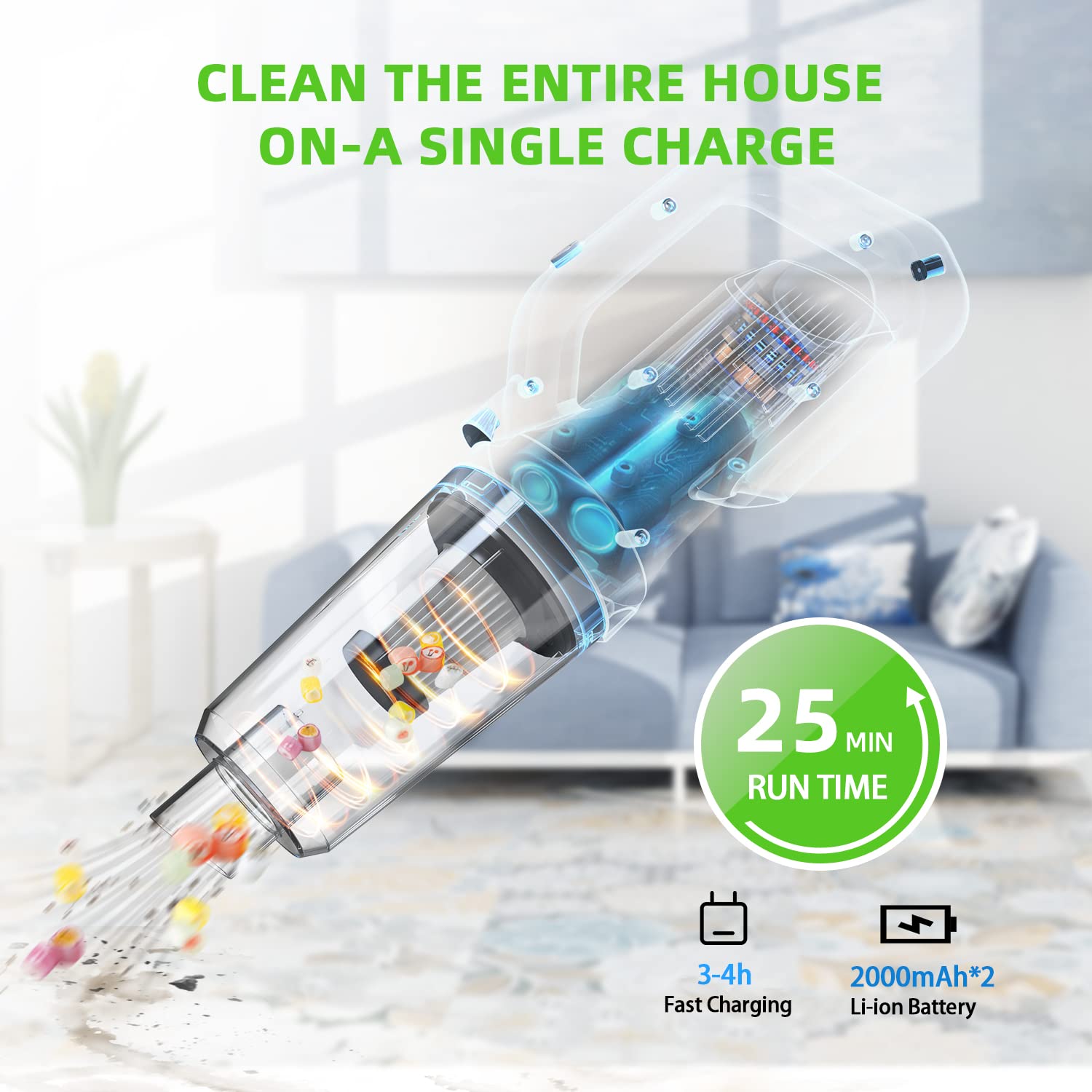 WLVLC Handheld Vacuum Cordless Rechargeable 9000PA Portable Handheld Vacuum Cleaner for Car Vacuum Cordless Rechargeable Powerful Cyclonic Suction Car Vacuum Cleaner Pet Pair Home 小卖清货，大卖请放过